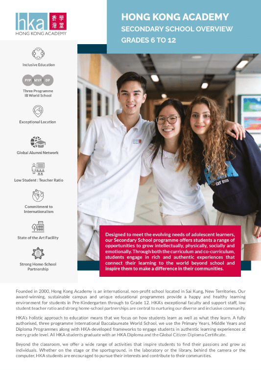 HKA Brochures - Hong Kong Academy 香港學堂國際學校